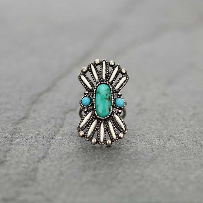 Western Design Stone Cuff Ring-SR0182/SBWTQ 1 – Bluetortoisewholesale