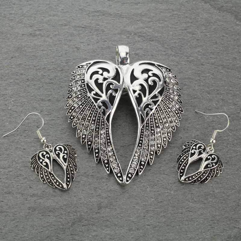 Western Angel Wings Rhinestone Magnetic Veil Pendant Set-AC1594/ASCRY 1 ...