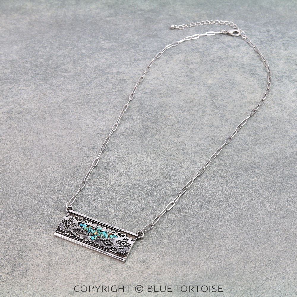 Western Thunderbird Chip Stone Bar Necklace – Bluetortoisewholesale