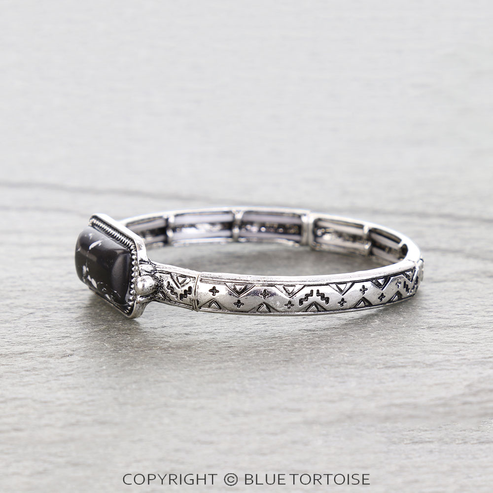 Western Aztec TXR Bar Hand Stone Stretch Bracelet – Bluetortoisewholesale