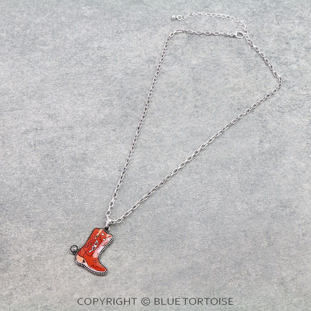 Western Cowboy Boot Print Necklace – Bluetortoisewholesale
