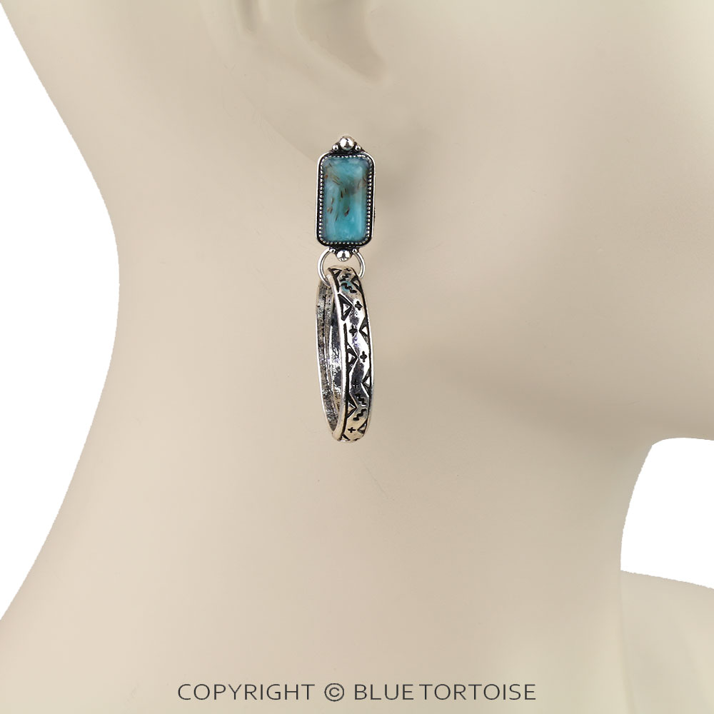 Western Aztec TXR Bar Hand Stone Stud Earrings – Bluetortoisewholesale