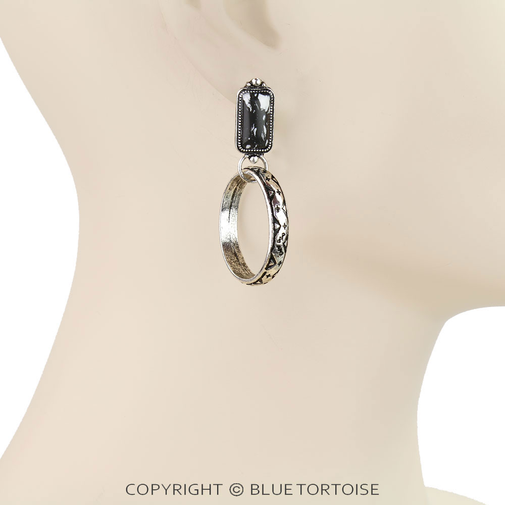 Western Aztec TXR Bar Hand Stone Stud Earrings – Bluetortoisewholesale