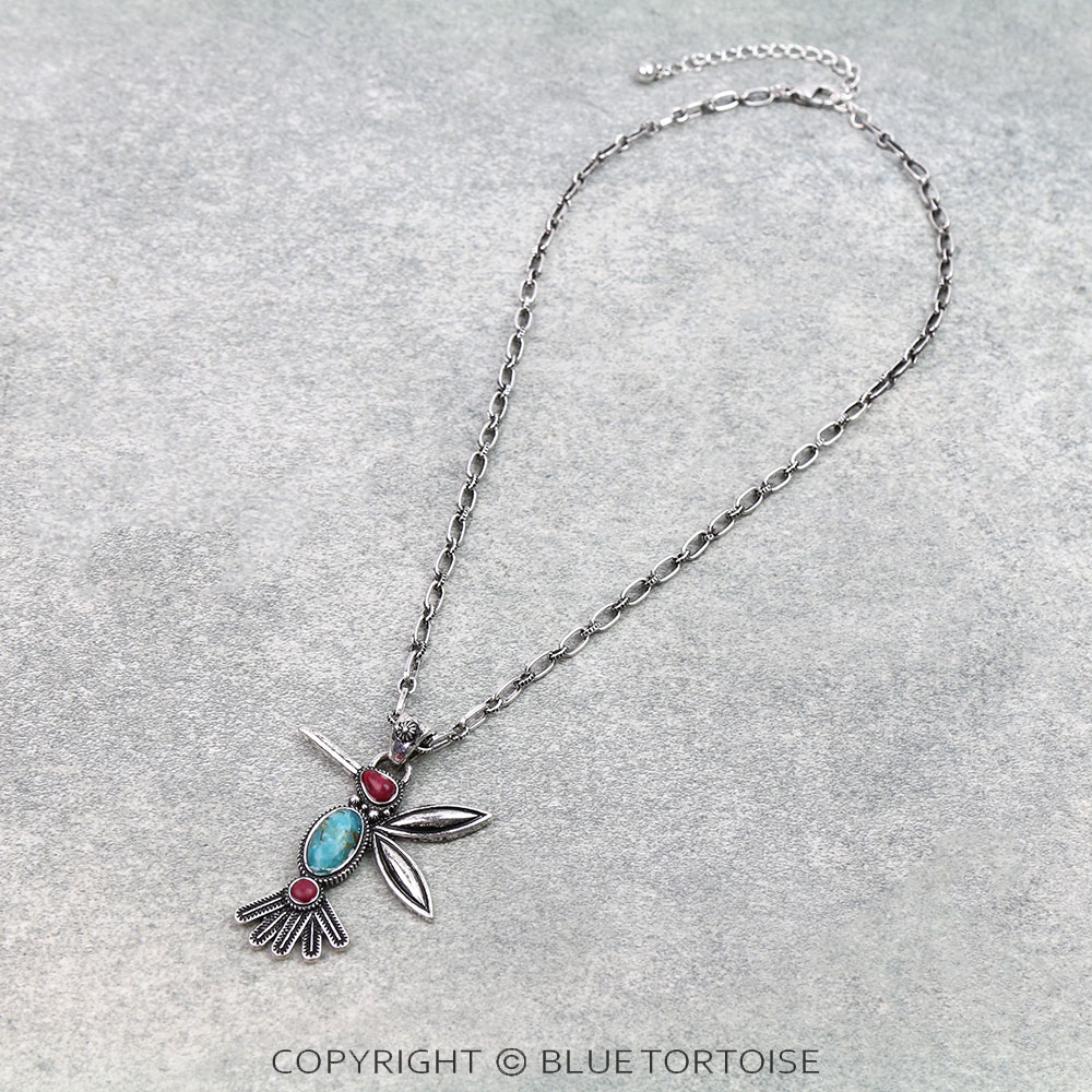 Western Hummingbird Semi Stone Necklace – Bluetortoisewholesale