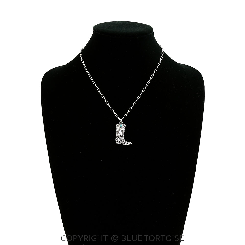 Western Cowboy Boot Initial Necklace – Bluetortoisewholesale