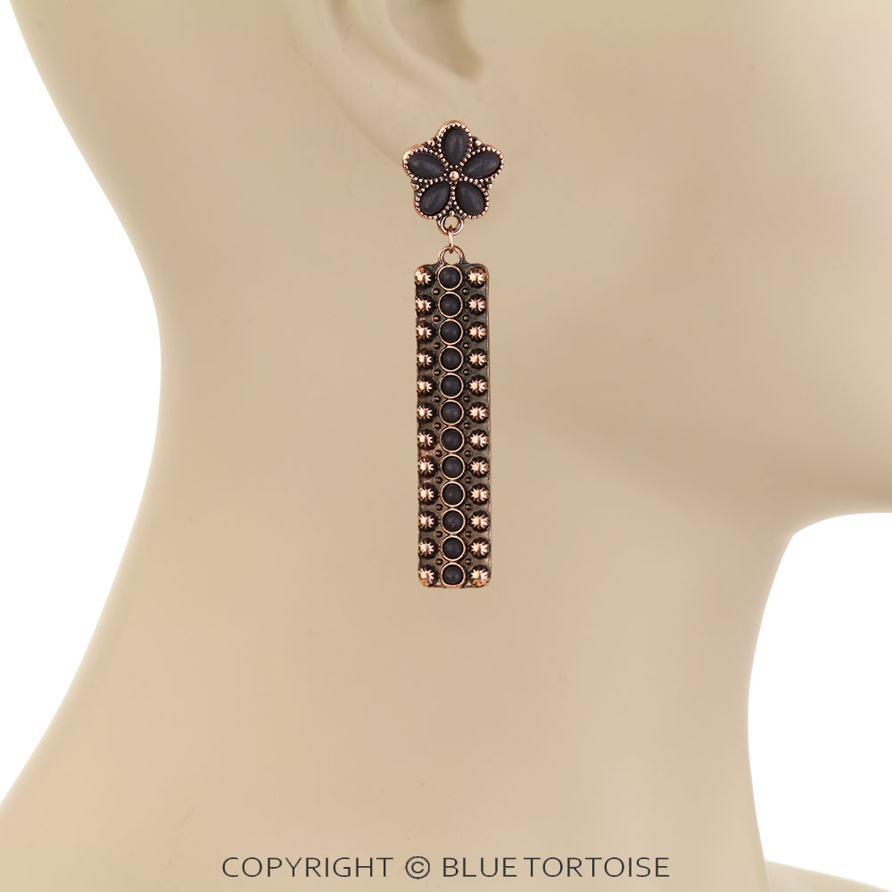 Western Ball TXR Bar Stone Stud Earrings – Bluetortoisewholesale