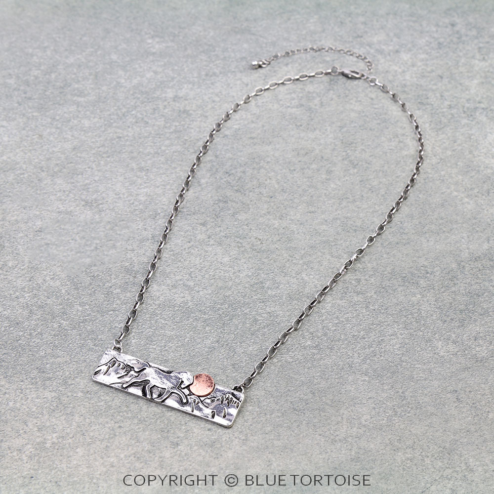 Western Horse Scenery Bar Necklace – Bluetortoisewholesale