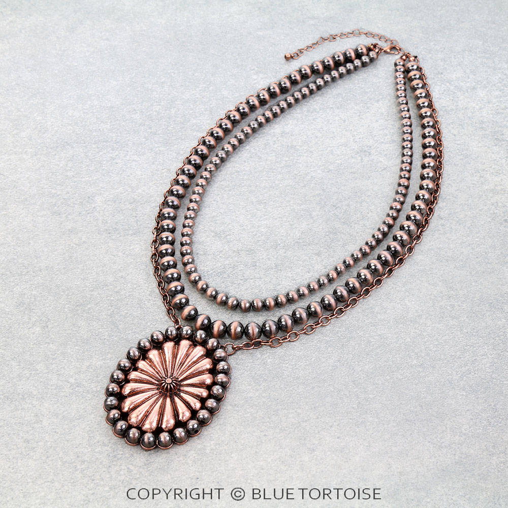 3 Row Western Concho Pearl Necklace – Bluetortoisewholesale